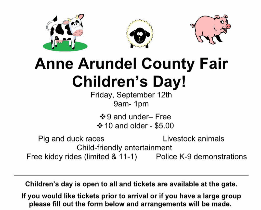 Fair Week Children's Day - Anne Arundel County Fair